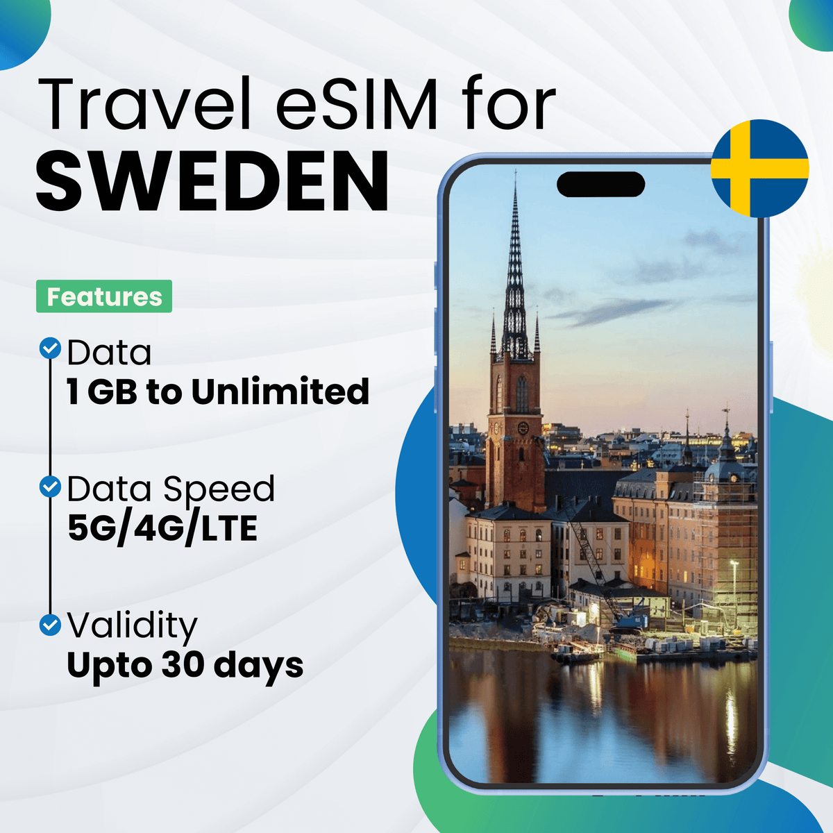 Buy Sweden eSIM | Unlimited Data Plans | Best eSIM for Sweden – ETravelSim