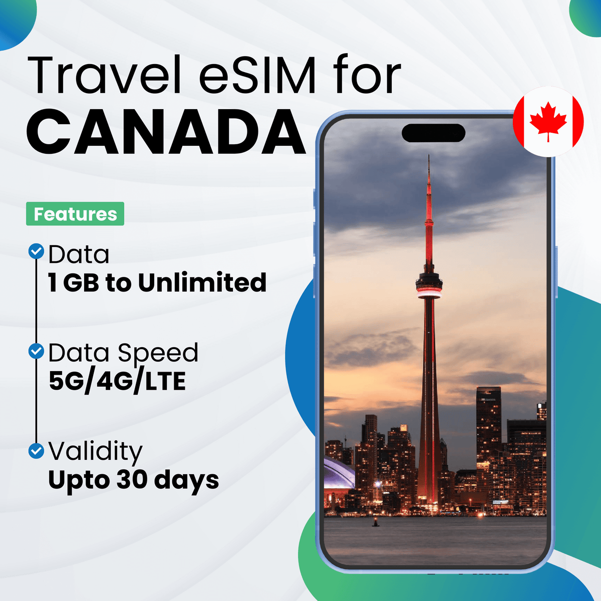 eSIM Canadá | Planos de dados de 1 GB a 50 GB | Melhor eSIM para o ...